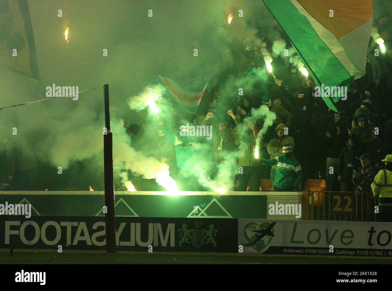 Celtic fans set of flares in the stands hi-res stock photography and ...