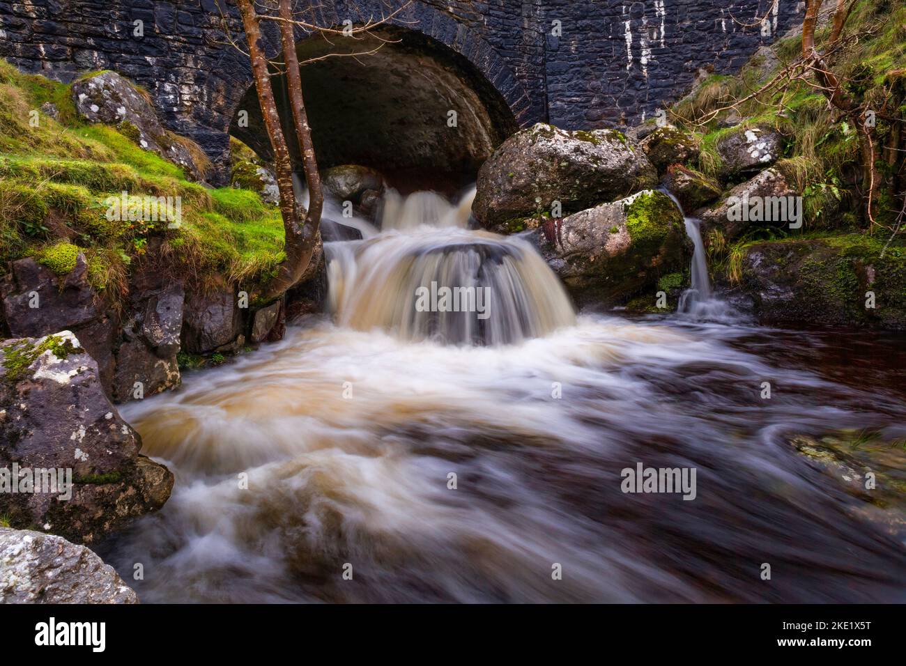 The Afon Clydach river on the Black Mountain in South Wales UK as it ...