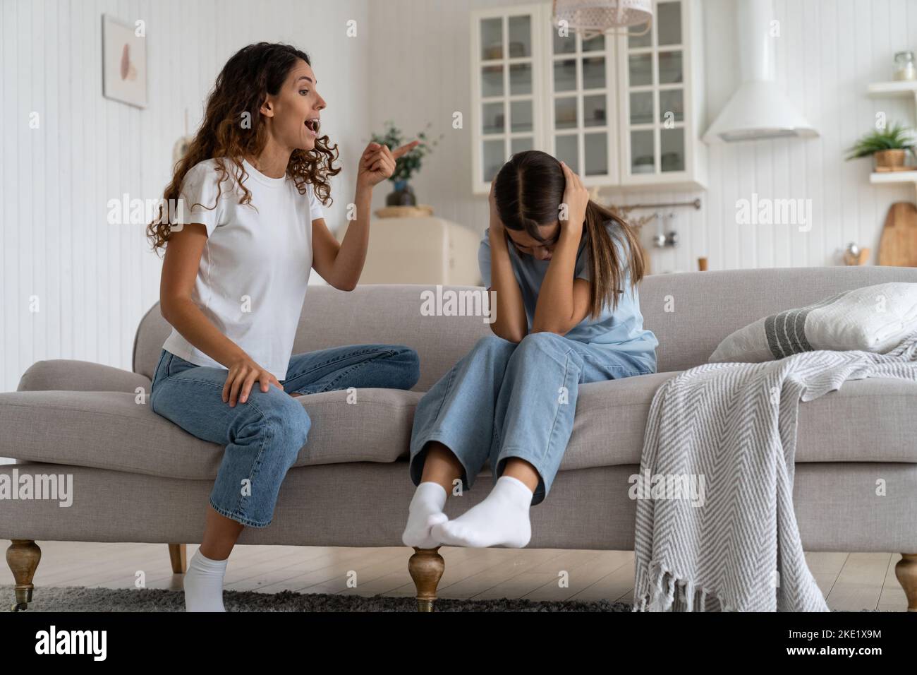 Mother Yelling At Daughter Teenage Girl At Home Angry Mom Screaming At