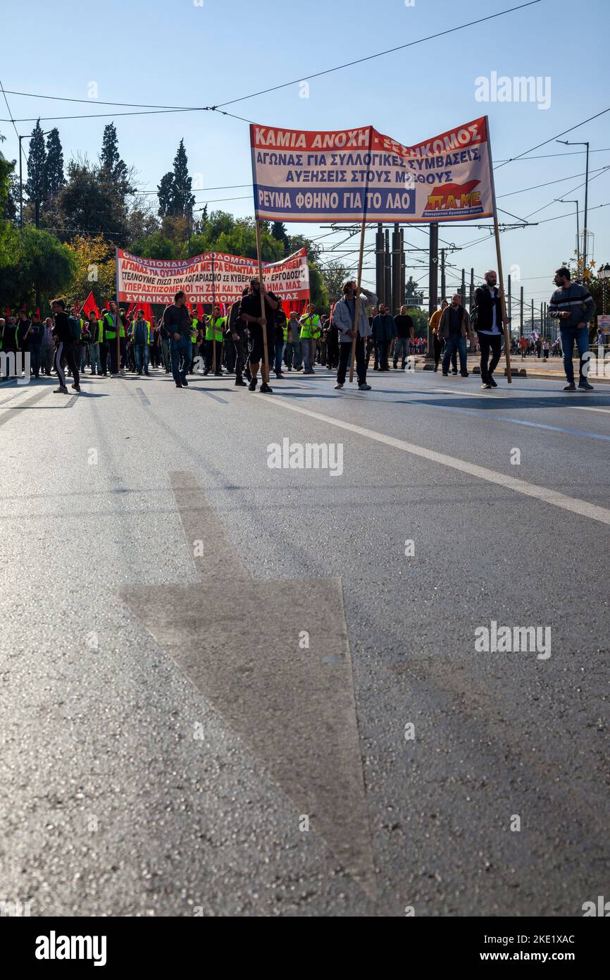 Demonstration of labor unions against the excessive cost of living, and ...