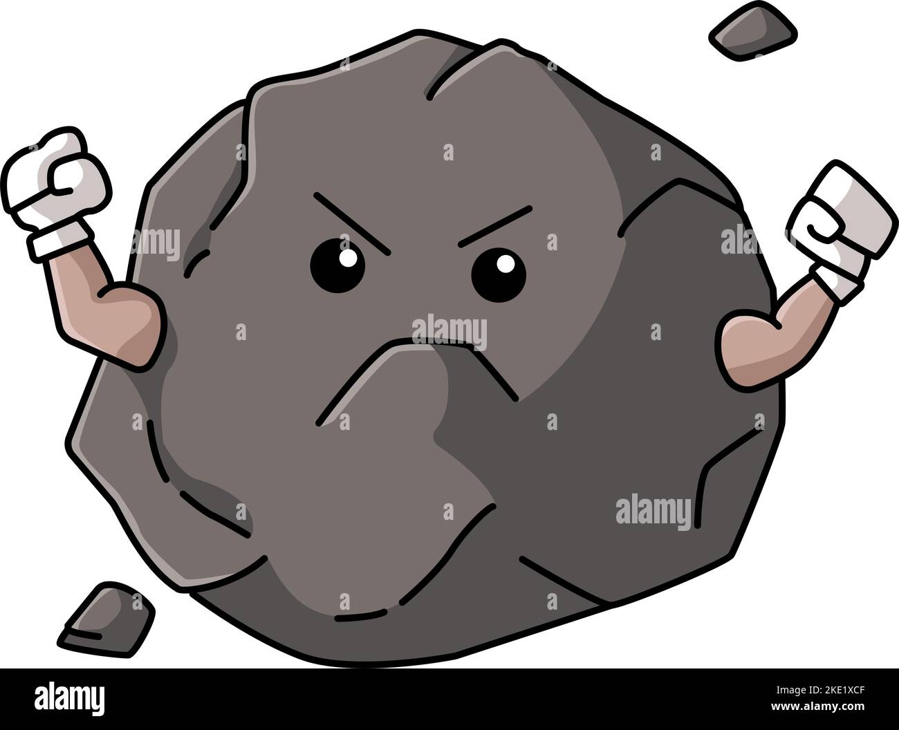A cute kawaii rock clipart with an angry face Stock Vector Image & Art ...
