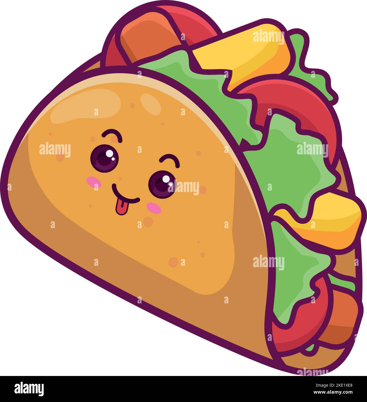 A Cute Kawaii Taco Clipart With A Happy Face Stock Vector Image And Art Alamy