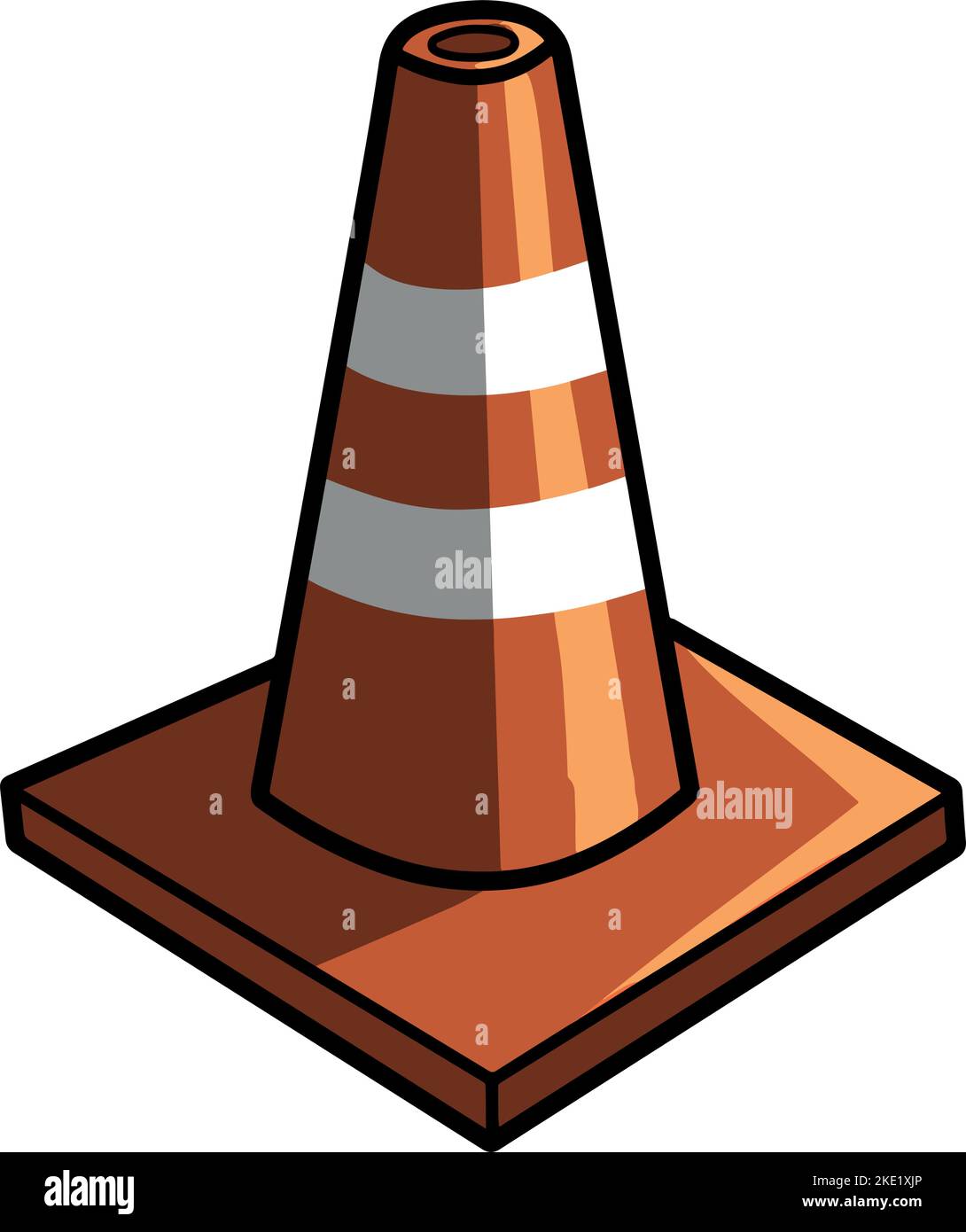 A vertical of cute kawaii brown traffic cone clipart on a white ...