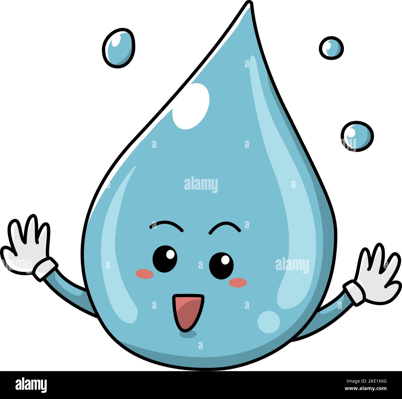 A cute kawaii waterdrop clipart with a smiley face Stock Vector Image ...