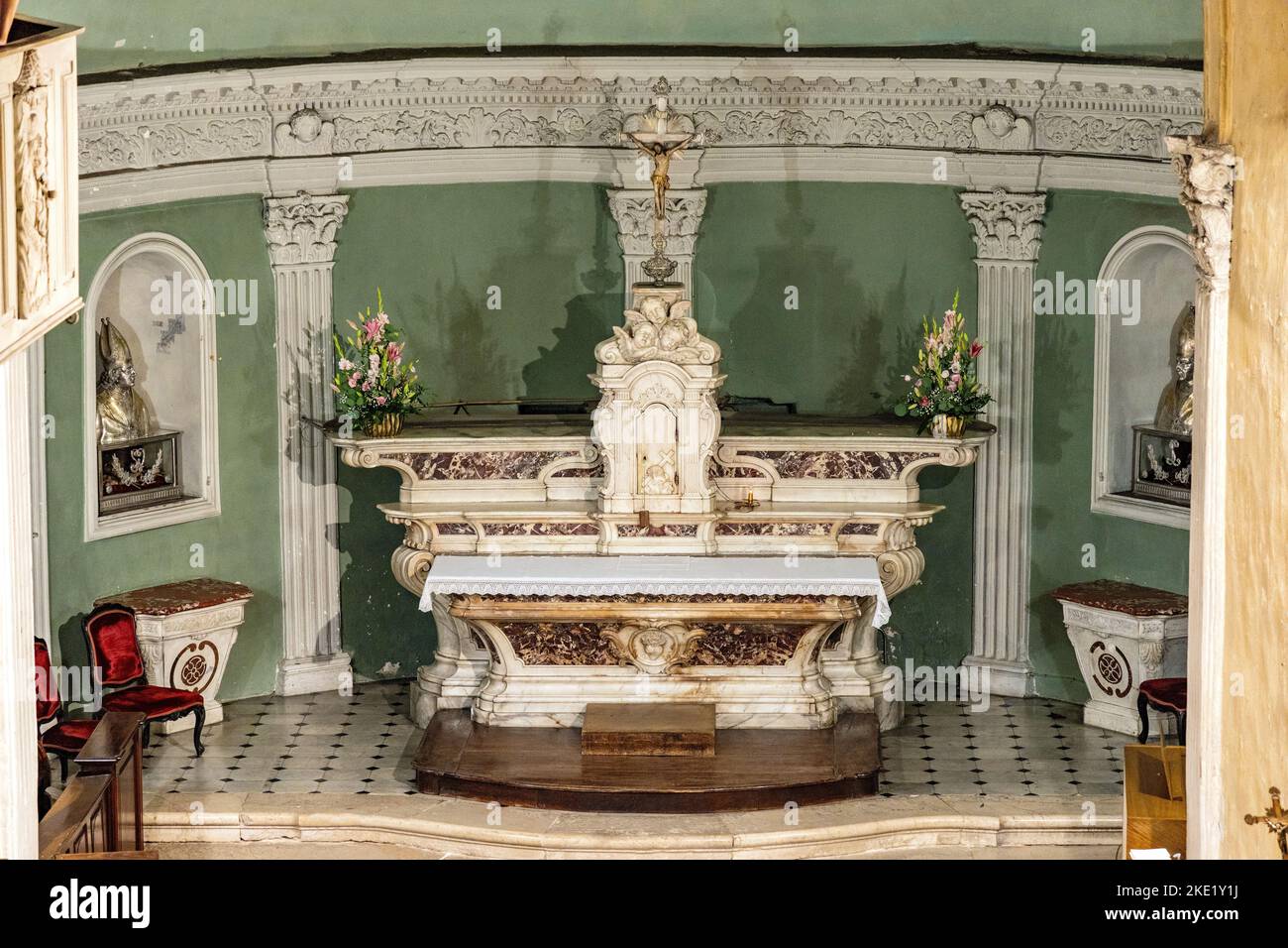 Vence, France - August 6, 2022: Presbytery and altar of Our Lady of ...