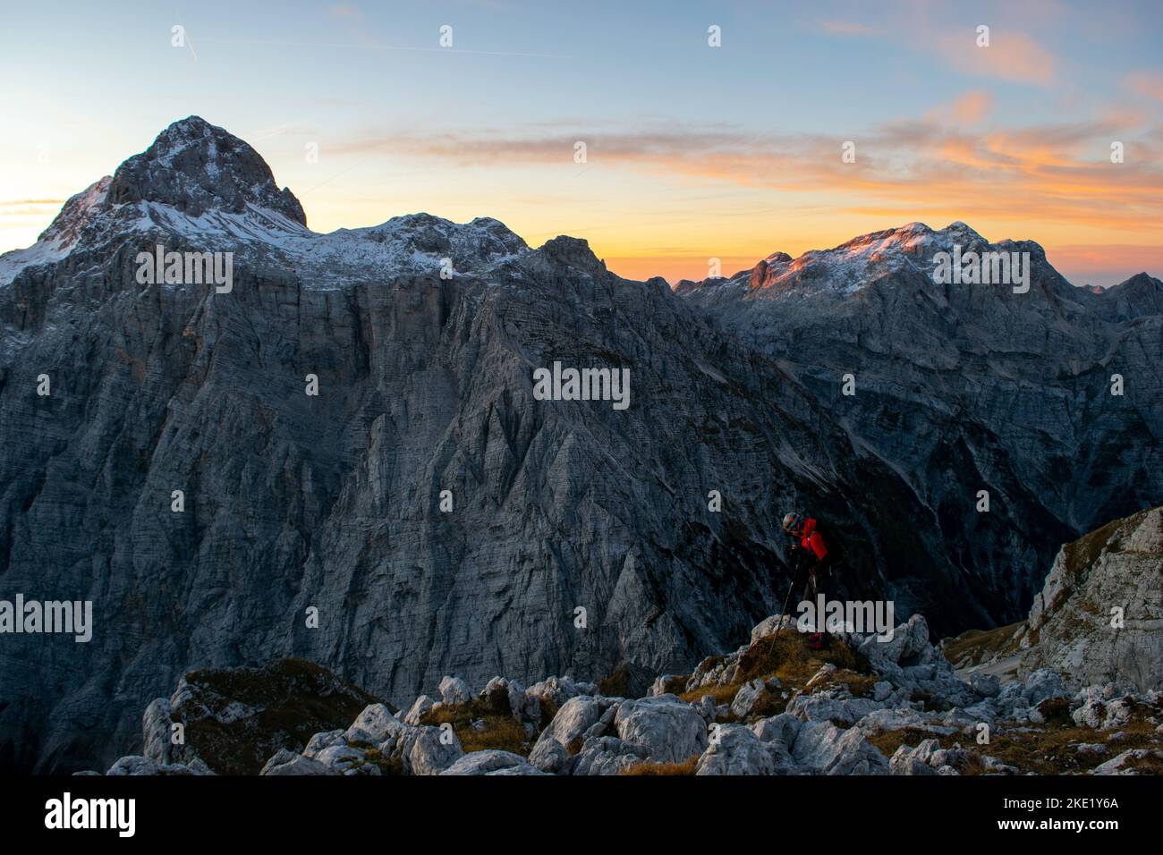 Enjoying the view of Triglav at sunrise, beautiful colors, this scenery ...