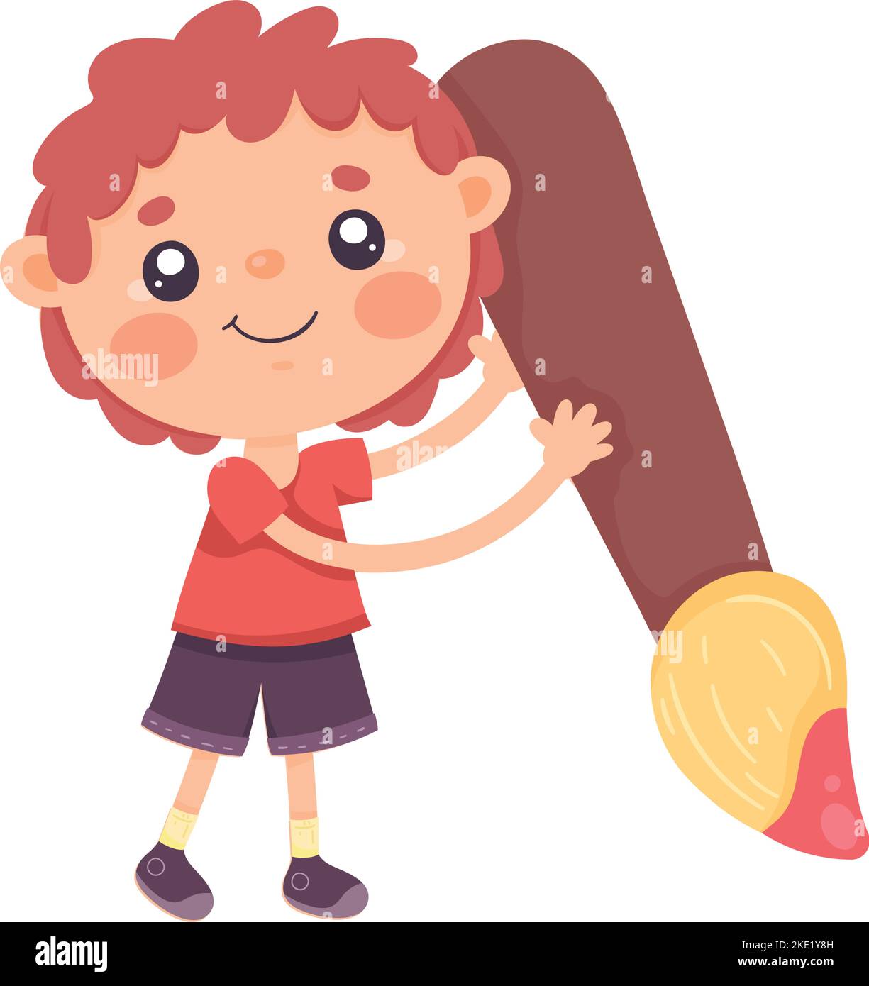 schoolboy with paint brush character Stock Vector Image & Art - Alamy