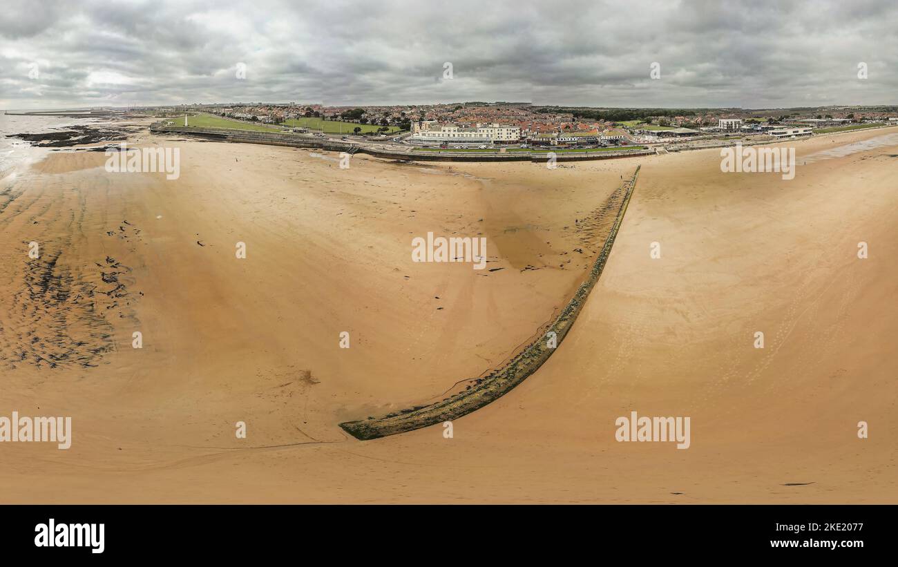 An aerial view of seaside resort seaburn surrounded by buildings and ...