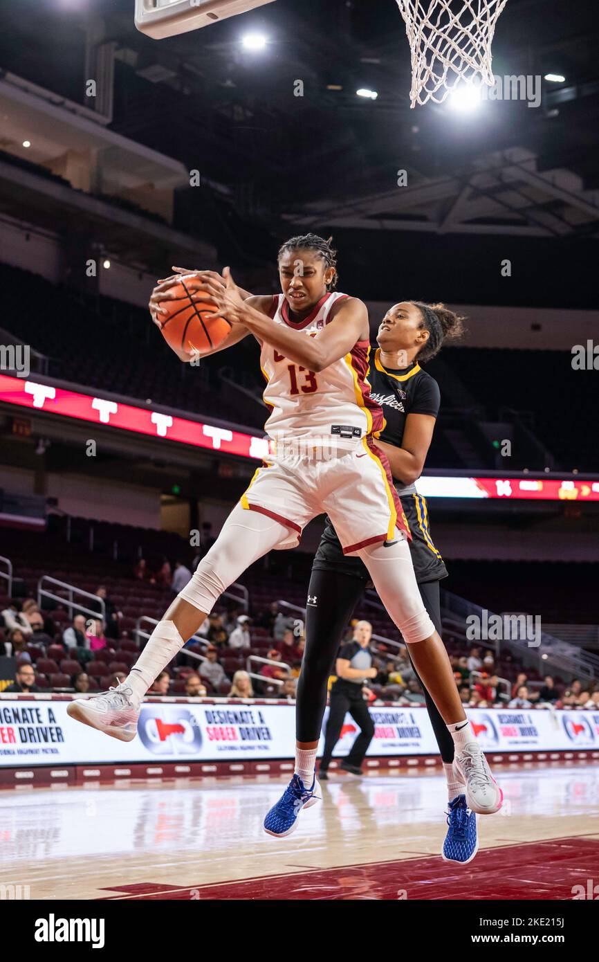 USC Trojans guard Rayah Marshall (13) grabs a rebound during a NCAA ...