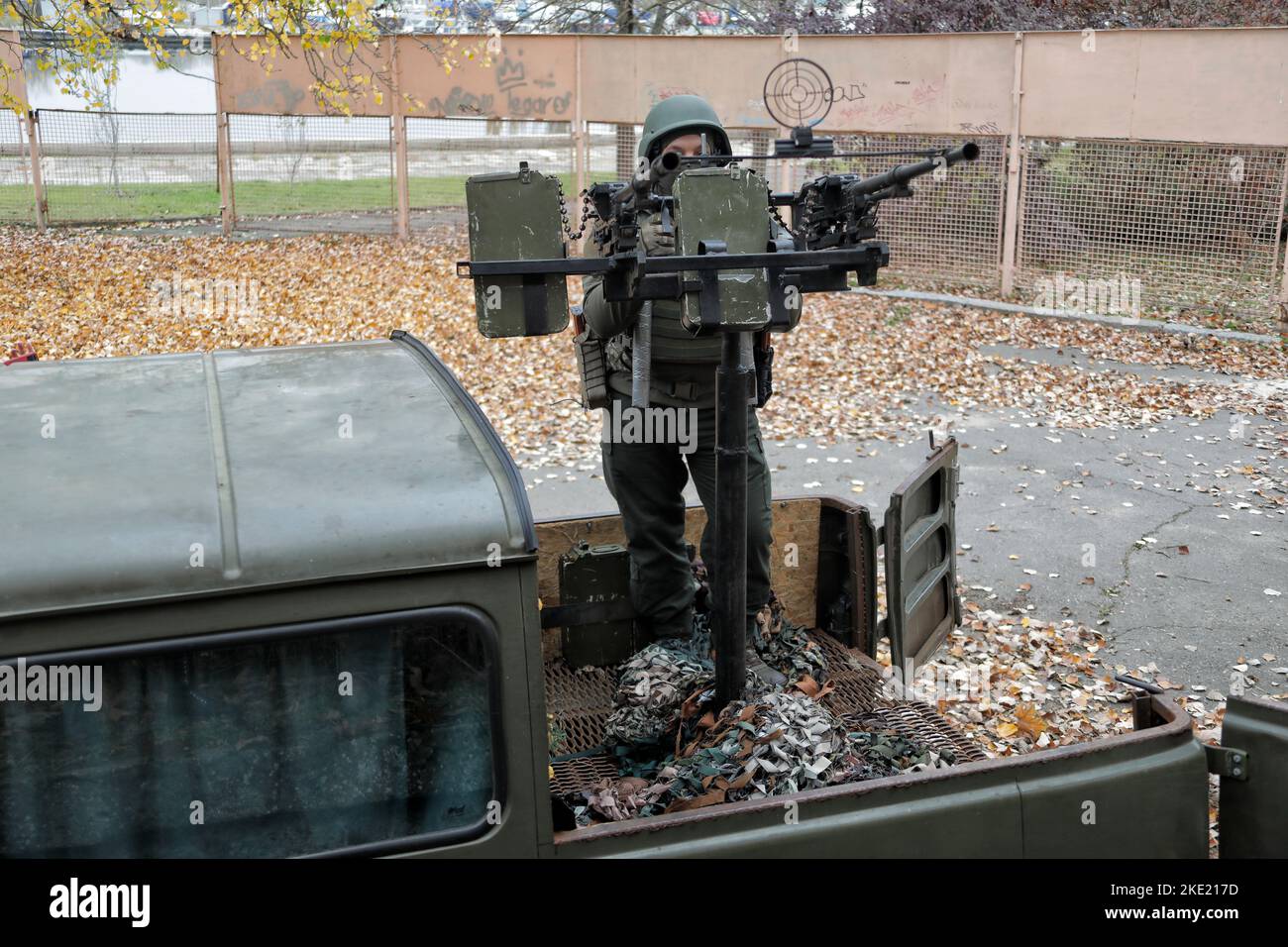 MYKOLAYIV REGION, UKRAINE - NOVEMBER 09, 2022 - Mykolayiv National Guardsmen created a mount ...