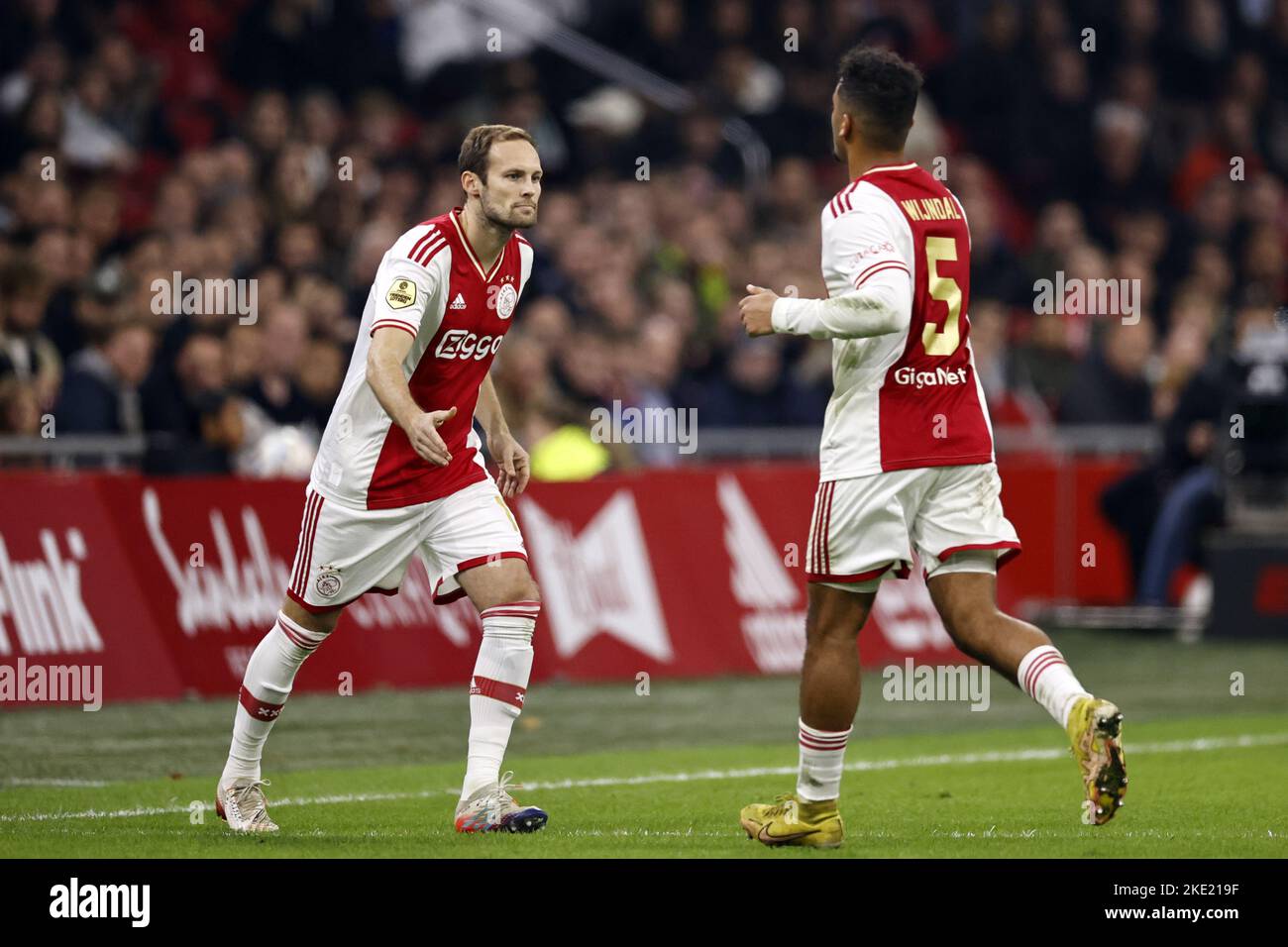AMSTERDAM - (lr) Daley Blind of Ajax, Owen Wijndal of Ajax during the ...