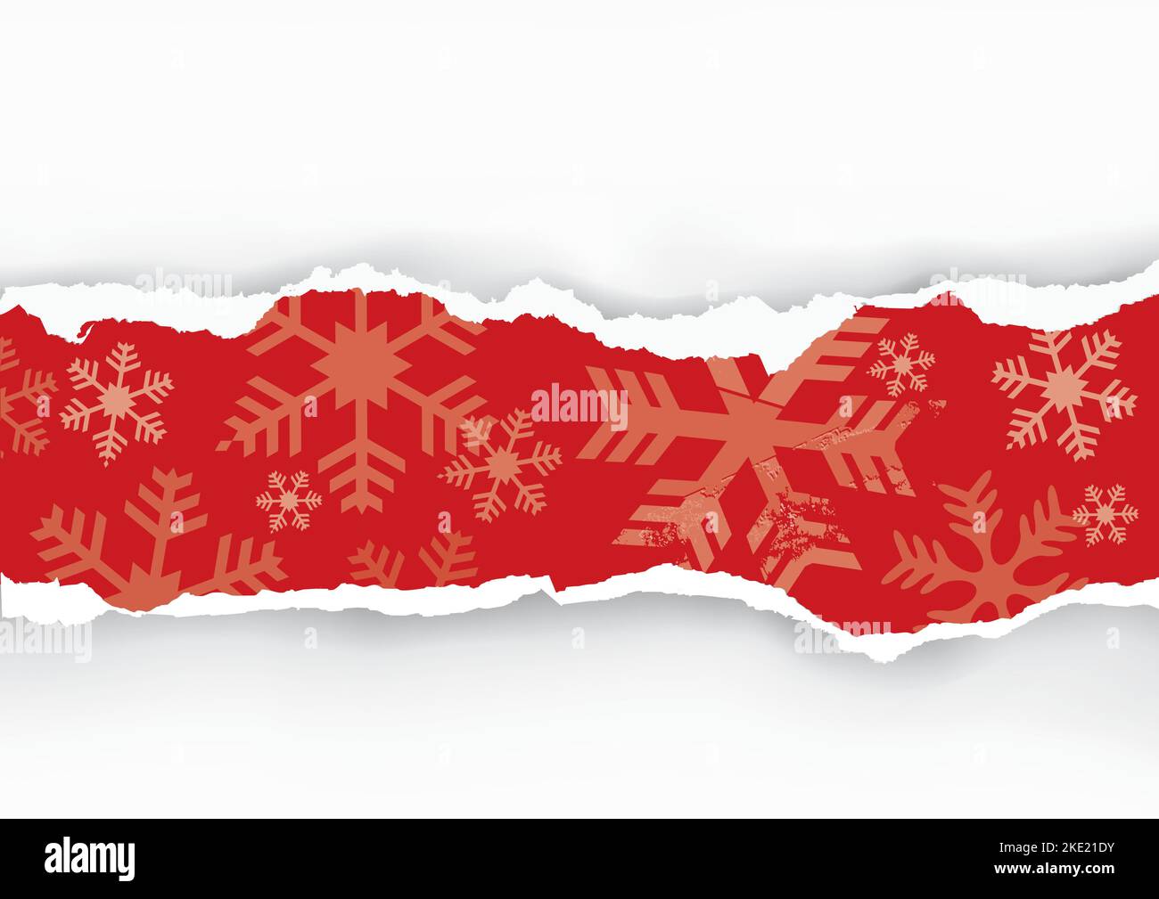 Christmas torn paper stripe with snowflakes. Illustration of christmas ...