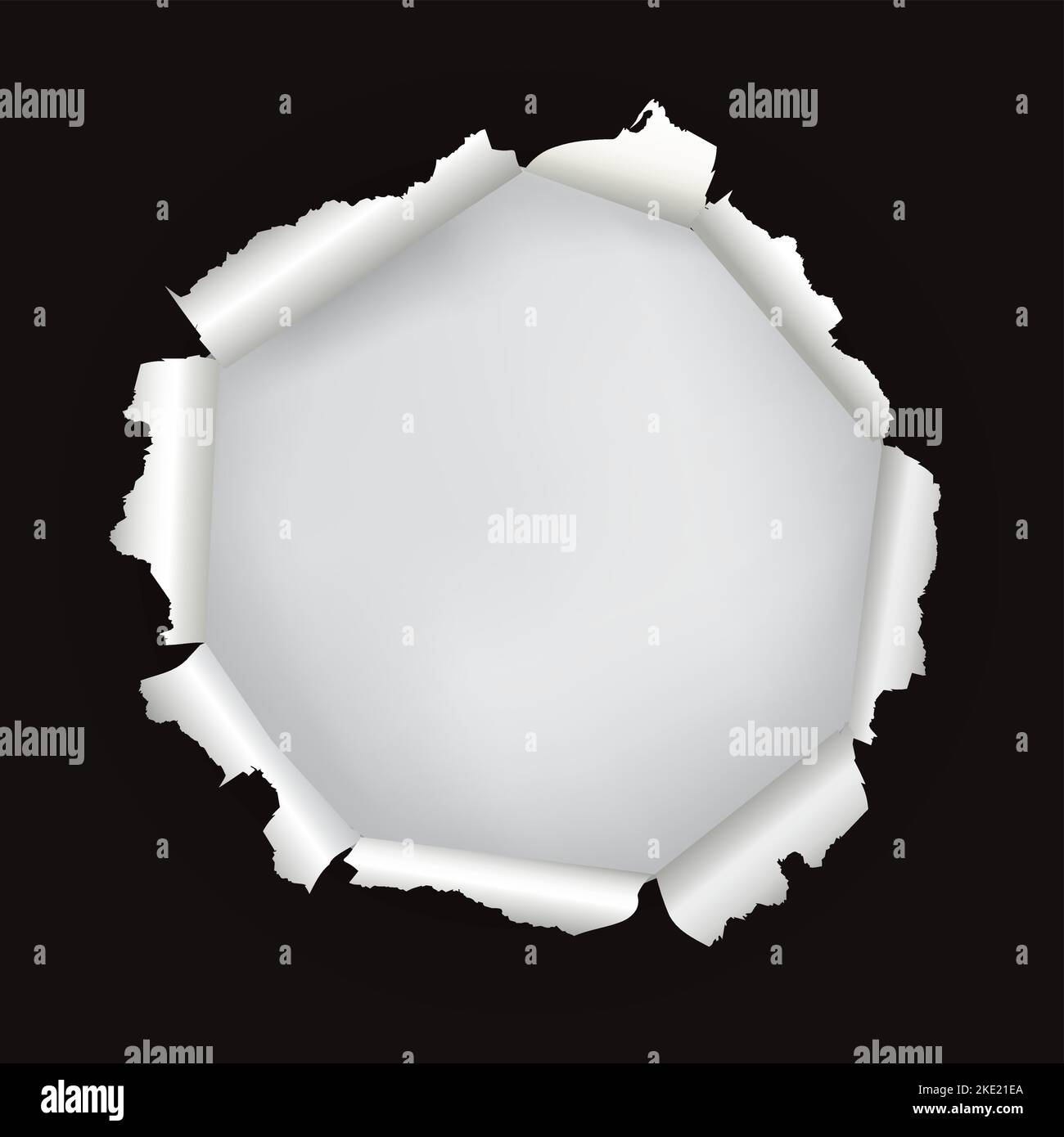 Black Ripped Paper, round hole, banner template. Illustration of black ...