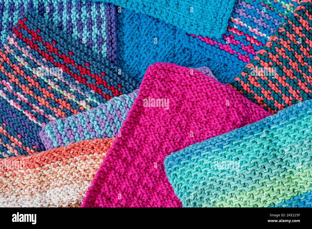Homemade colorful cotton dishclothes Stock Photo - Alamy