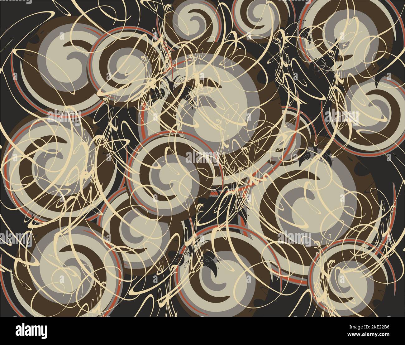 Seamless pattern in dark tonality with spiral elements and twirled ...