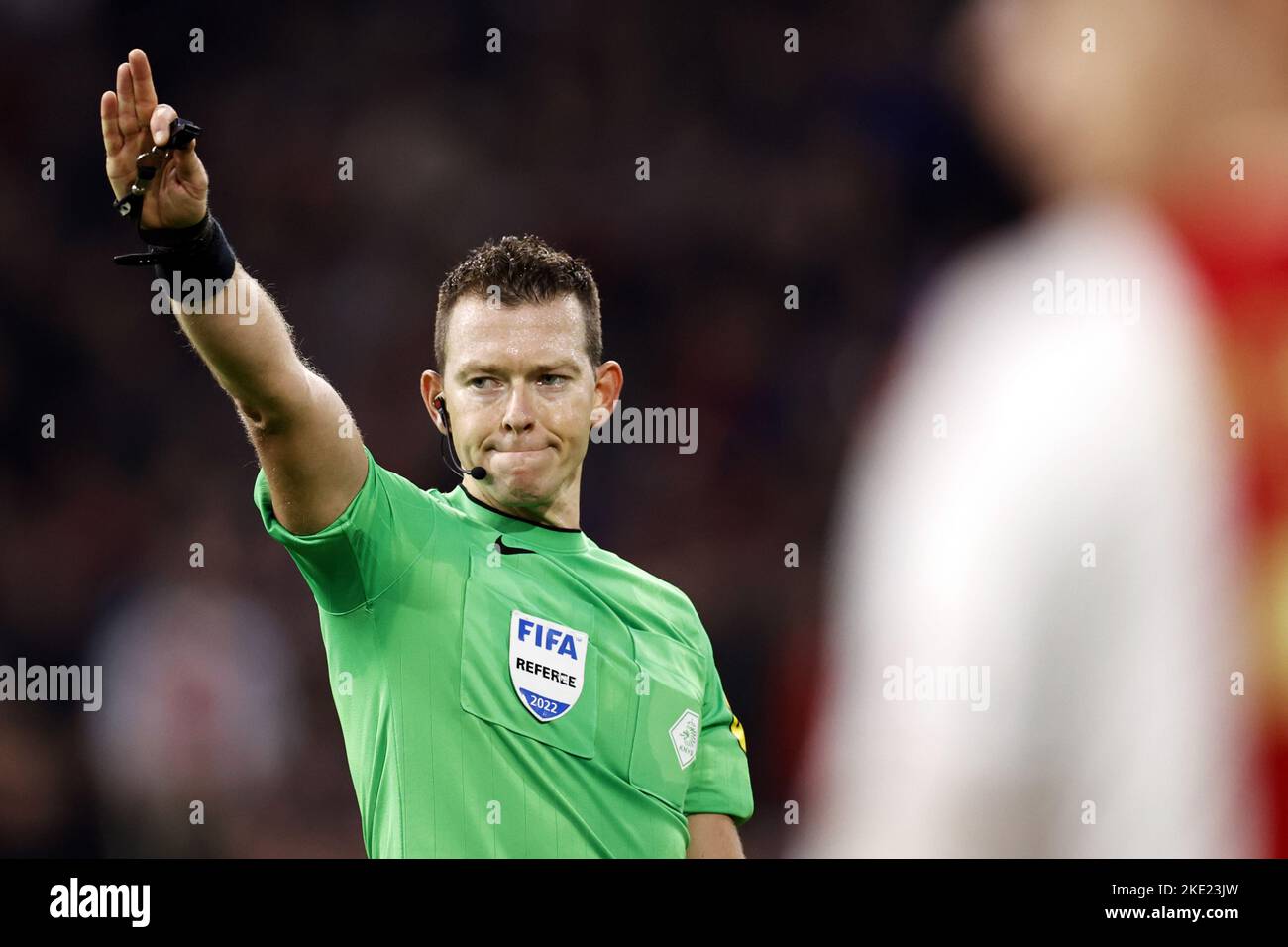AMSTERDAM - Referee Allard Lindhout during the Dutch Eredivisie match ...