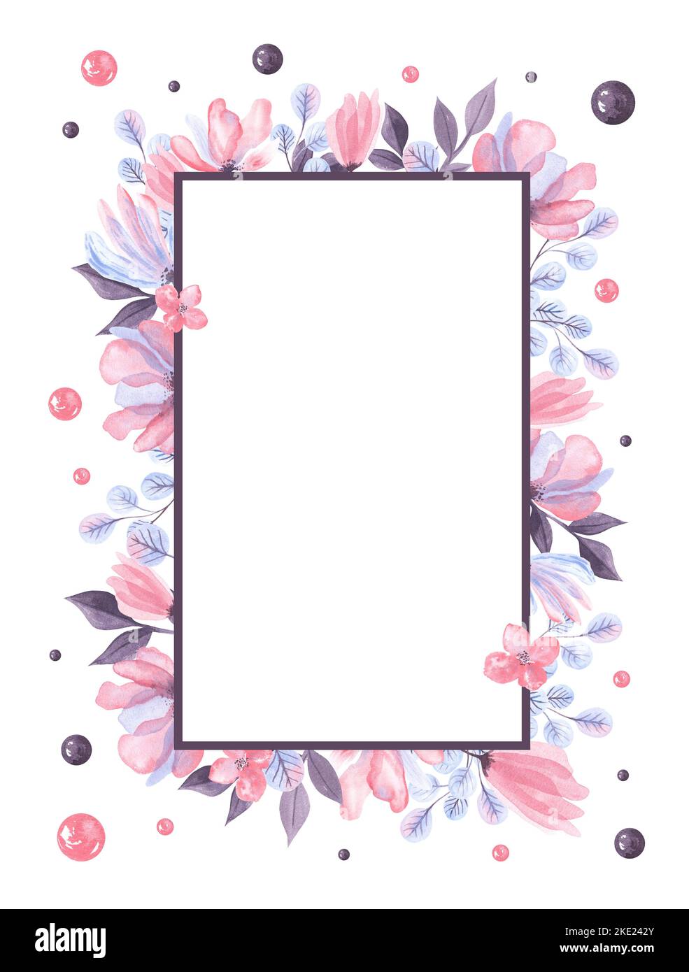 Spring Vintage Watercolor Greeting Card with abstract Blooming Flowers ...