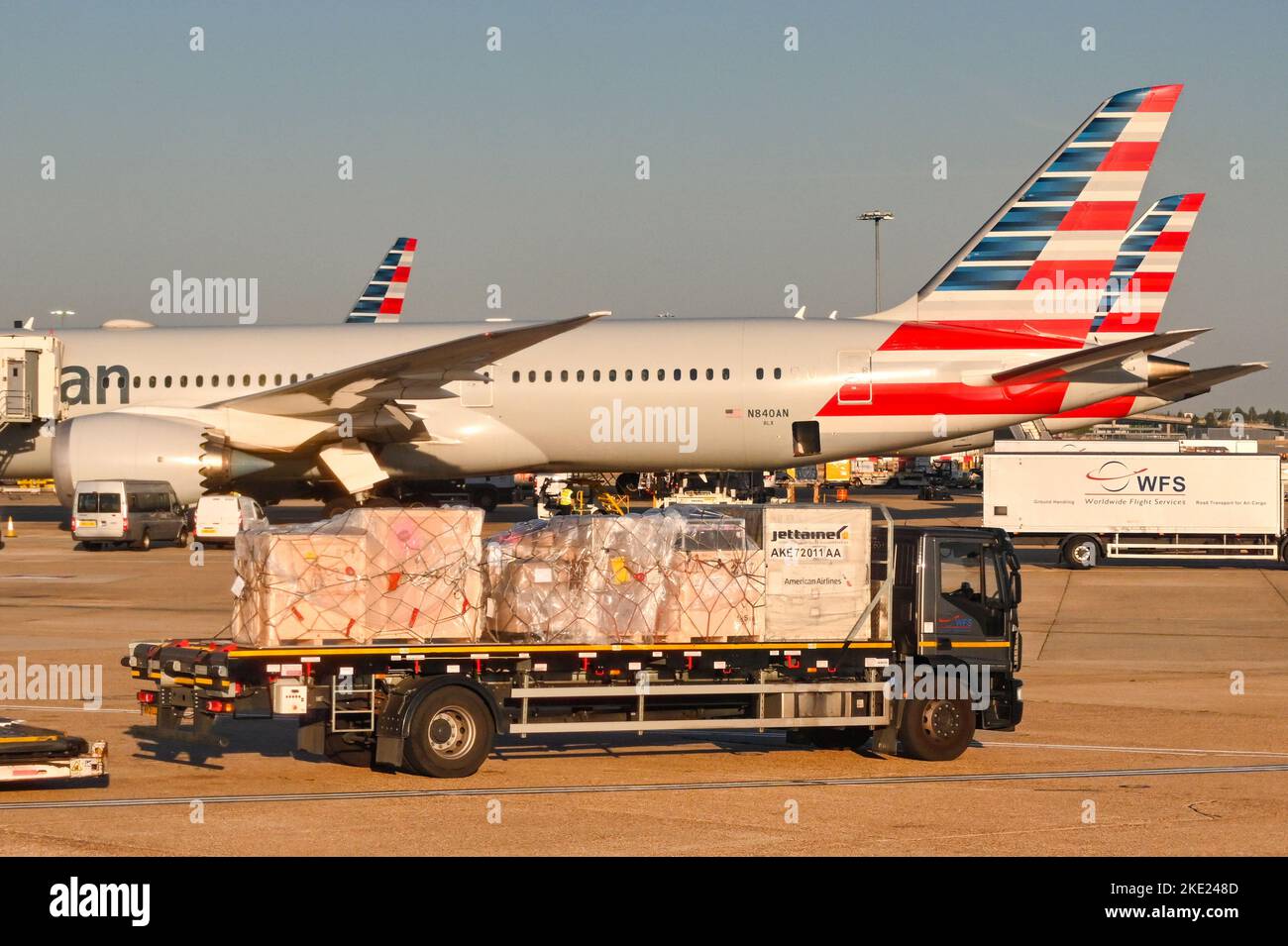 London, England - August 2022: Truck loaded with cargo to be loaded ...