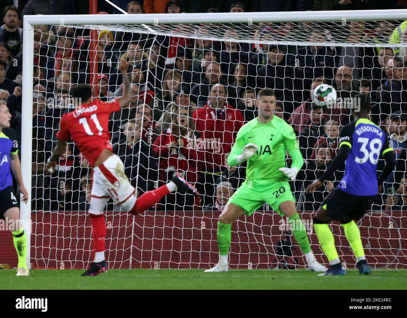 Nottingham, UK. 09th Nov, 2022. Fraser Forster (TH) can only watch the ...