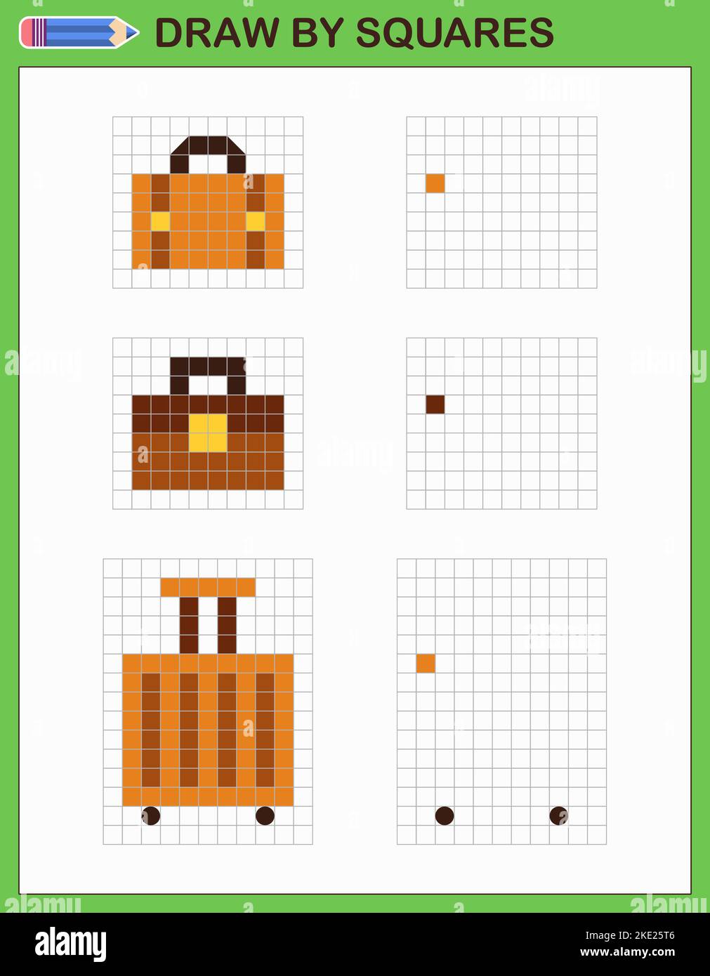 Draw by squares. Copy the picture. Game for kids Stock Vector Image ...