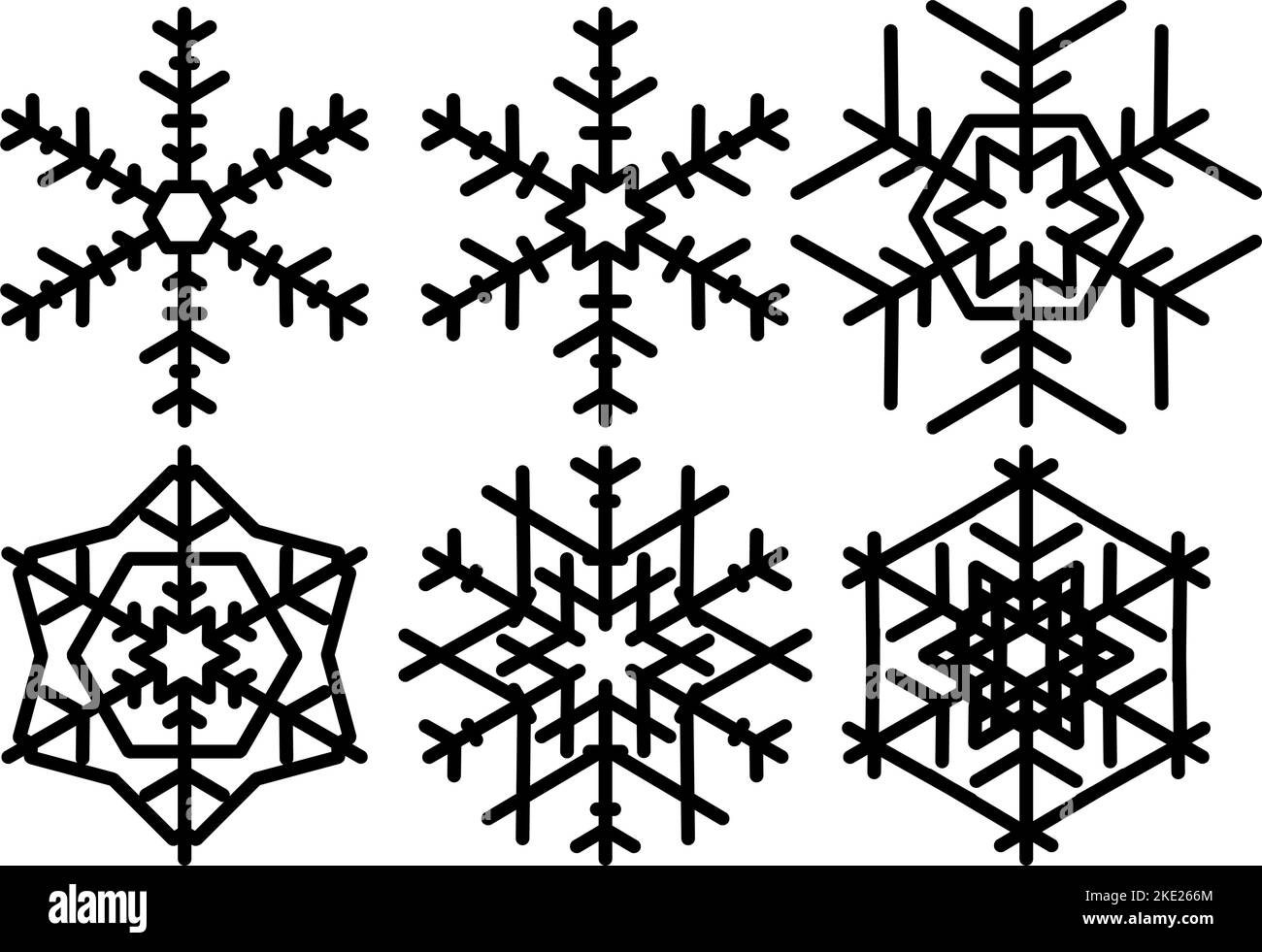 Snowflakes a set of six snowflakes. Vector image. Winter background. Blank for Christmas design ...