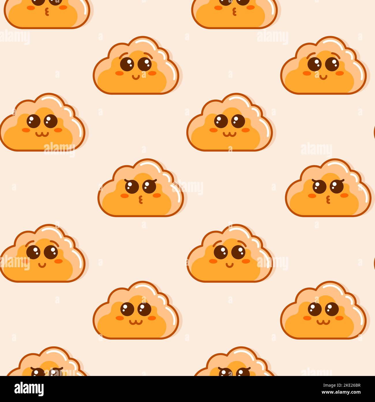 Cute Cartoon seamless pattern with funny clouds Stock Vector Image ...
