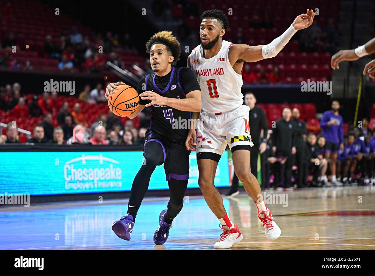 College Park, MD, USA. 07th Nov, 2022. Niagara Purple Eagles guard ...