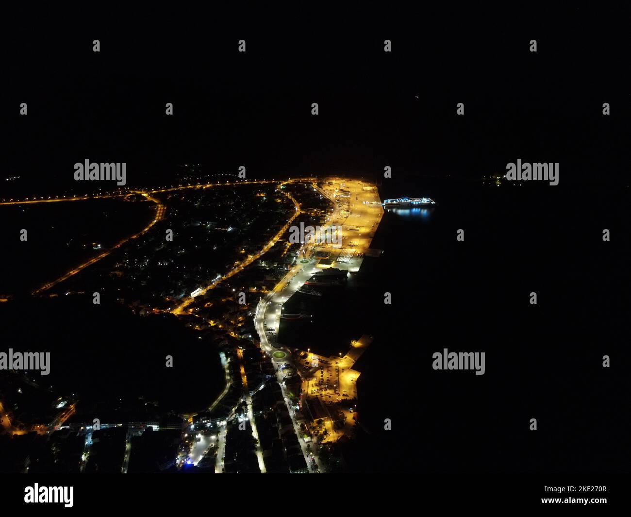 aerial night view igoumenitsa city and port, epirus, greece Stock Photo ...