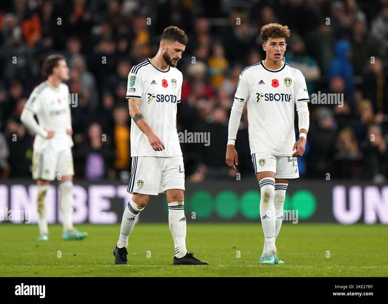 Leeds United's Mateusz Klich (left) and Mateo Joseph Fernandez appear ...