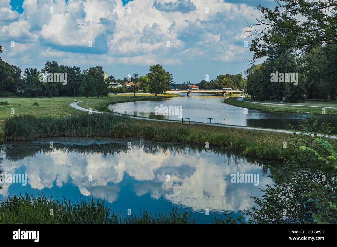 small pond and the river Stock Photo - Alamy
