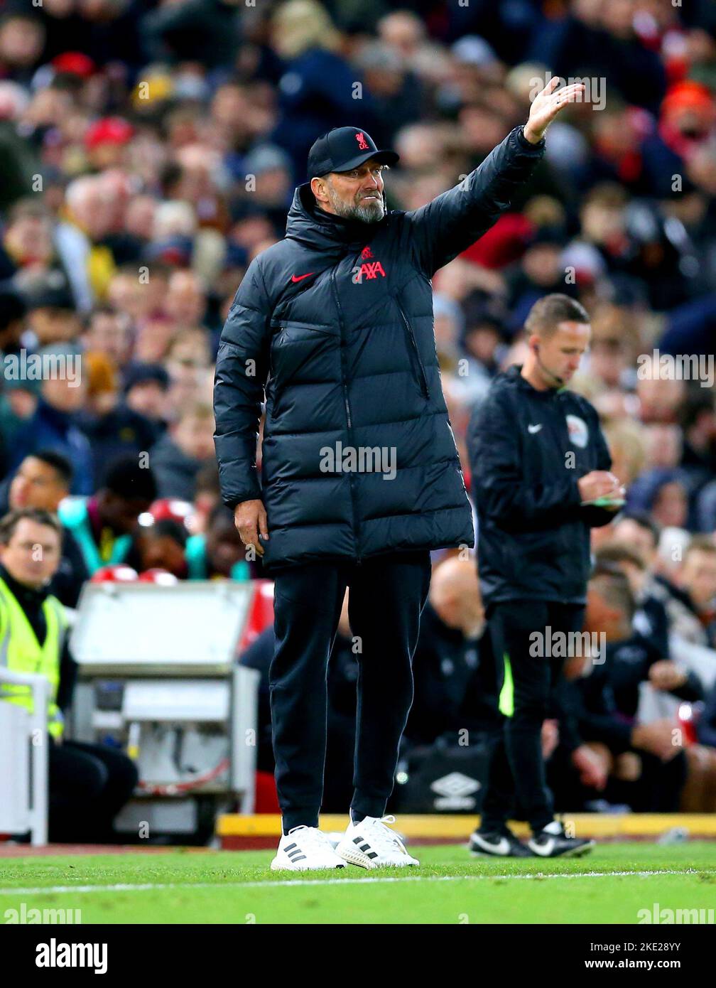 Liverpool manager Jurgen Klopp gestures on the touchline during the ...
