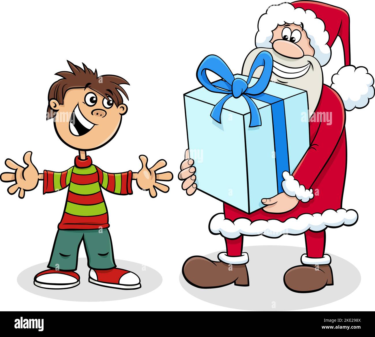 Cartoon illustration of Santa Claus character giving a Christmas ...