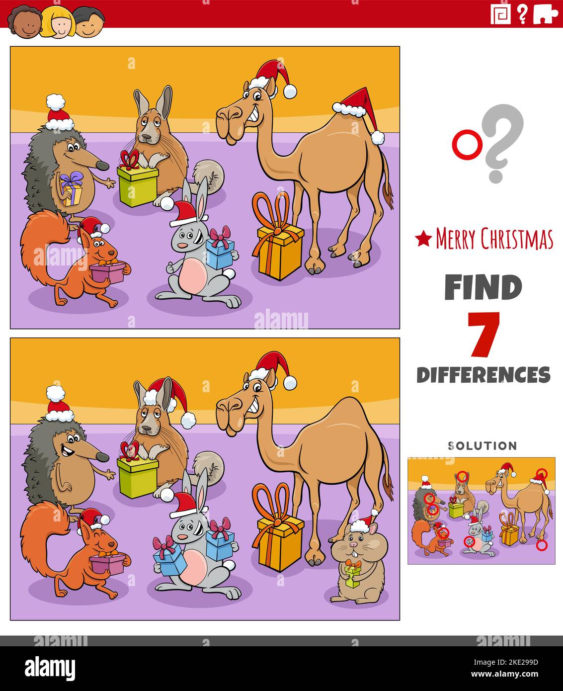 Cartoon illustration of finding differences between pictures ...