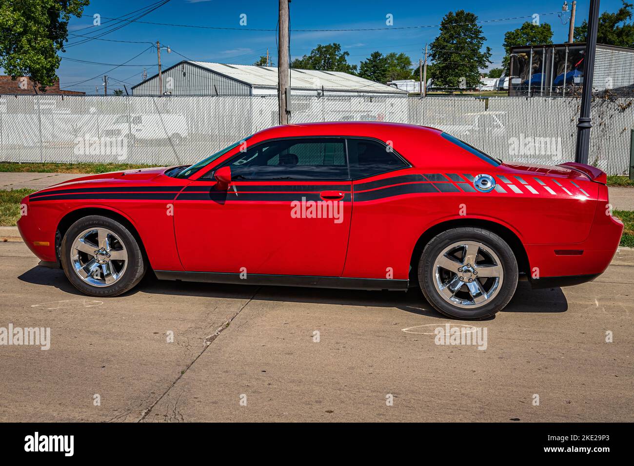 Des Moines, IA - July 02, 2022: High perspective side view of a 2009 ...