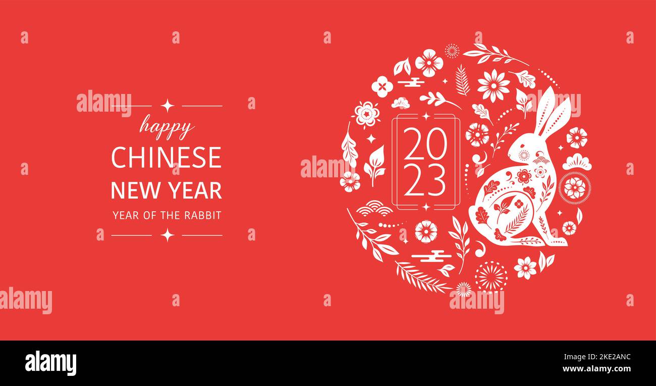 Chinese new year 2023 year of the rabbit - red traditional Chinese ...
