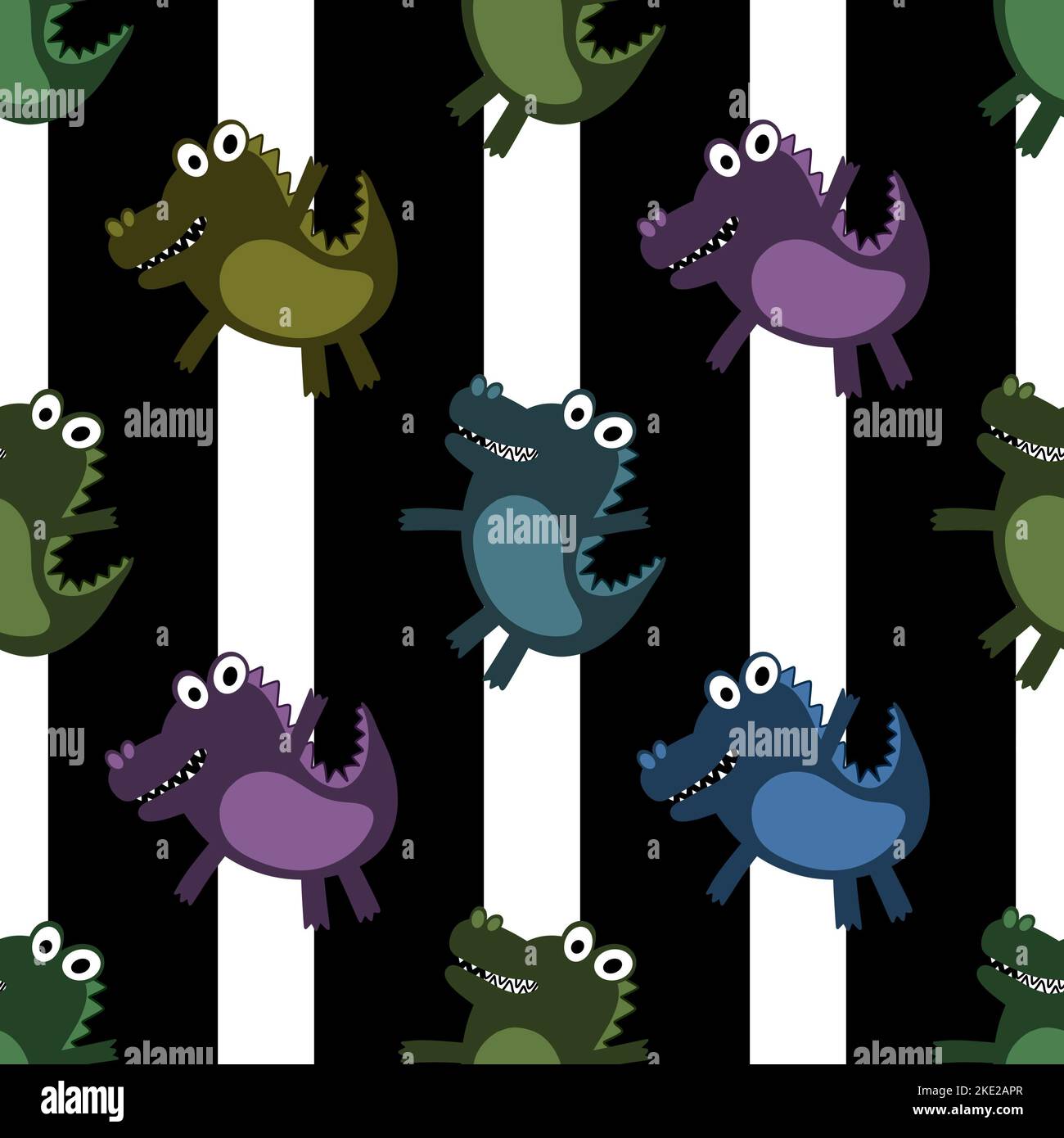 Animals cartoon seamless crocodile dinosaur dragon pattern for wrapping ...