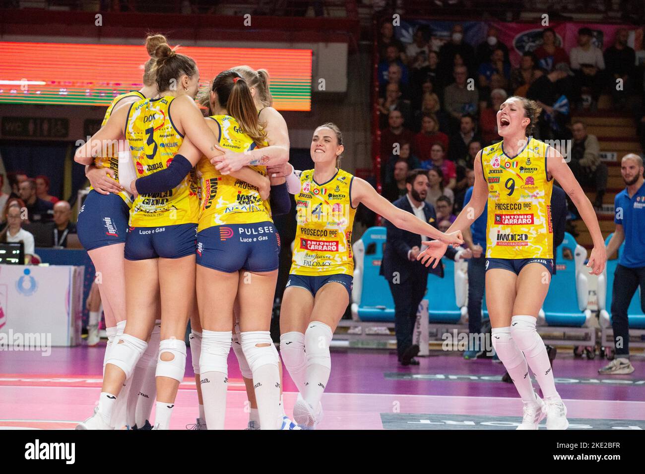 Team Imoco celebrates after scoring a point during the Volleyball ...