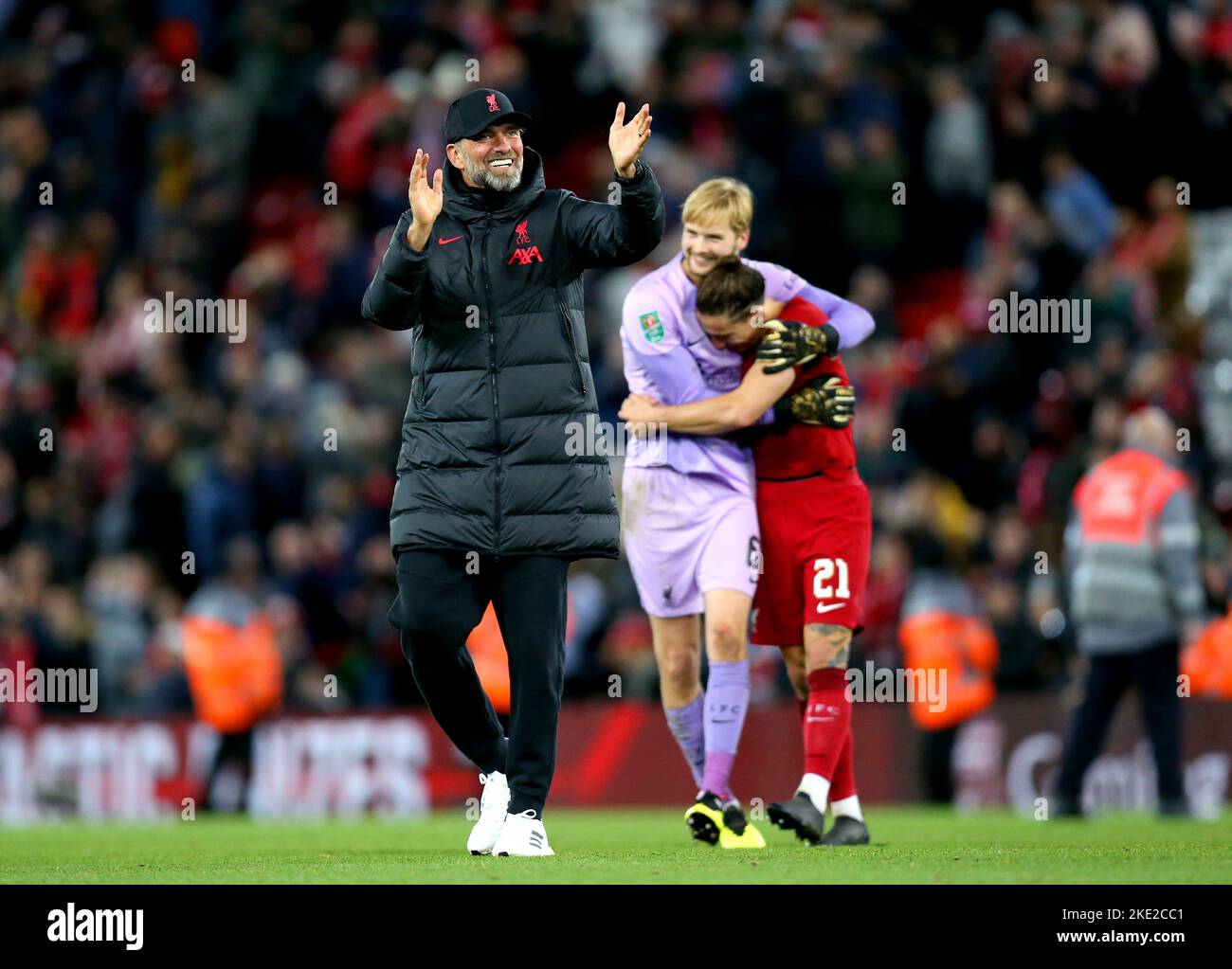 Liverpool manager Jurgen Klopp celebrates at the end of the Carabao Cup ...