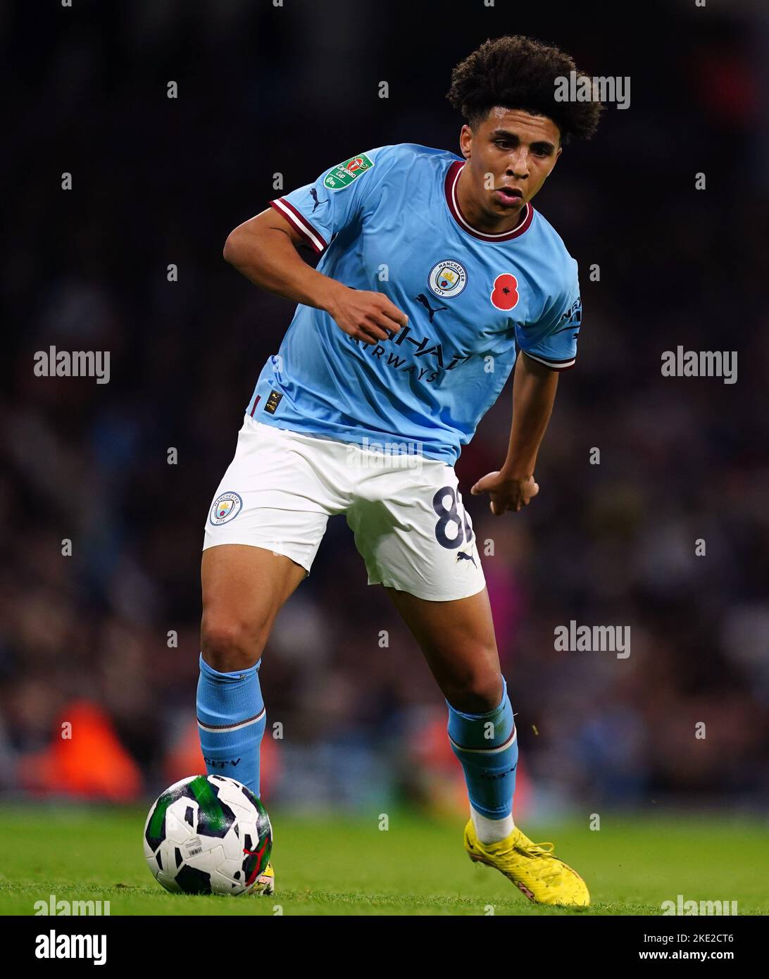 Manchester City's Rico Lewis during the Carabao Cup third round match ...