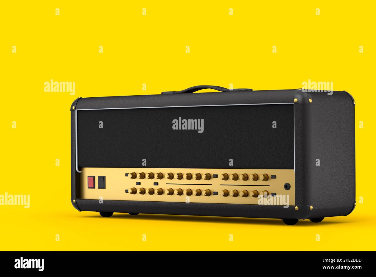 Classical electric and acoustic guitar amplifier isolated on yellow ...