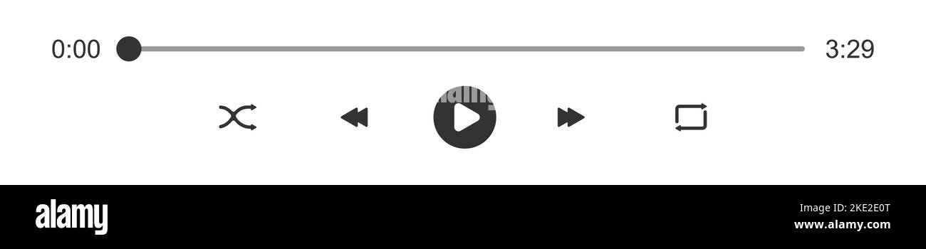 Audio or video player loading bar with time slider. Play, shuffle, repeat, rewind and fast ...