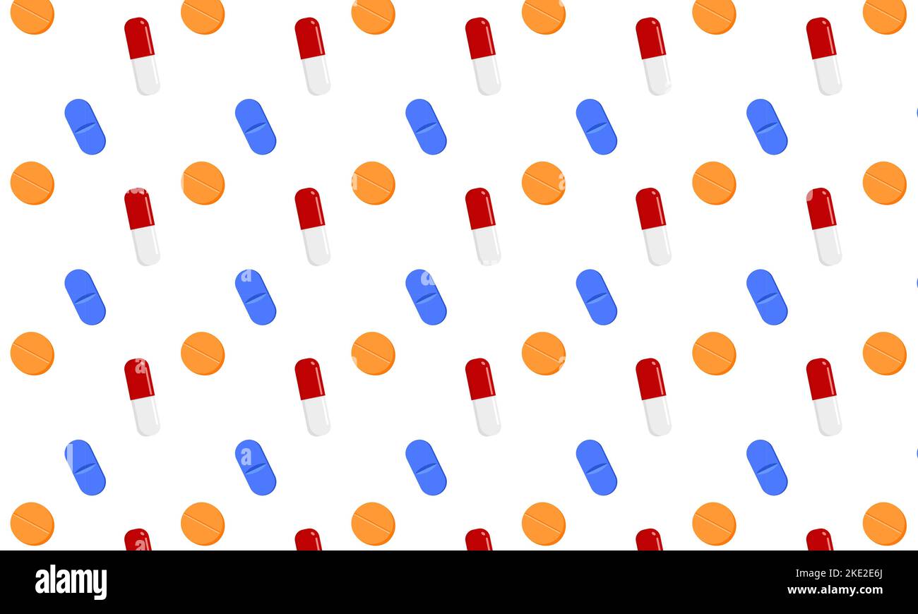 Pills and capsules seamless pattern. Medicine theme background. Vector ...