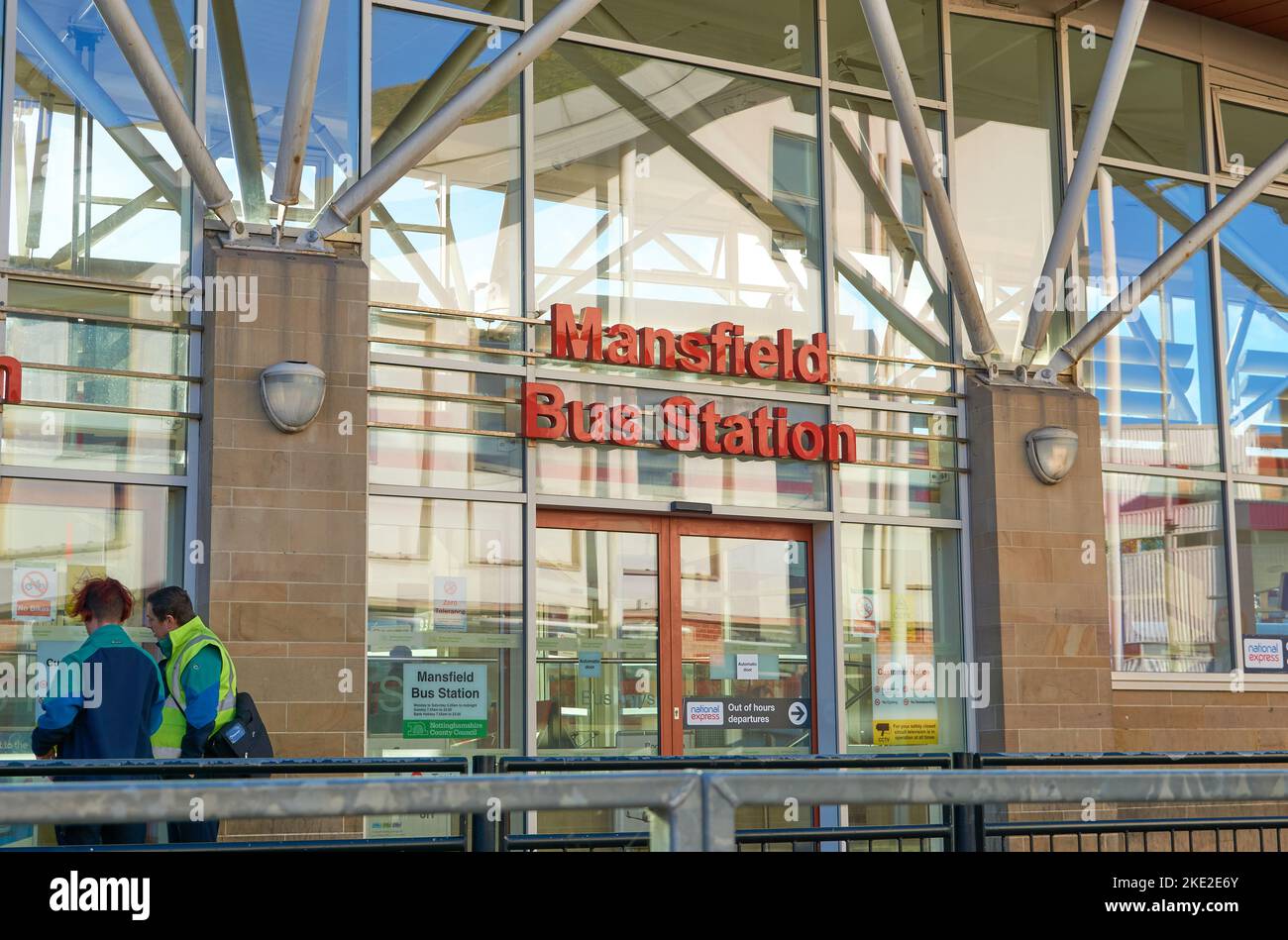 Modern glass bus station in Mansfield, Nottinghmshire, UK Stock Photo ...