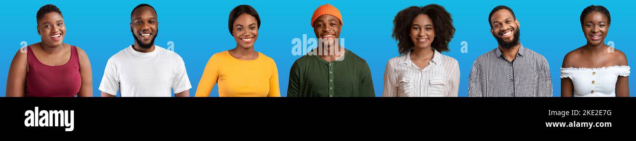 Mosaic of attractive african american people on blue Stock Photo - Alamy