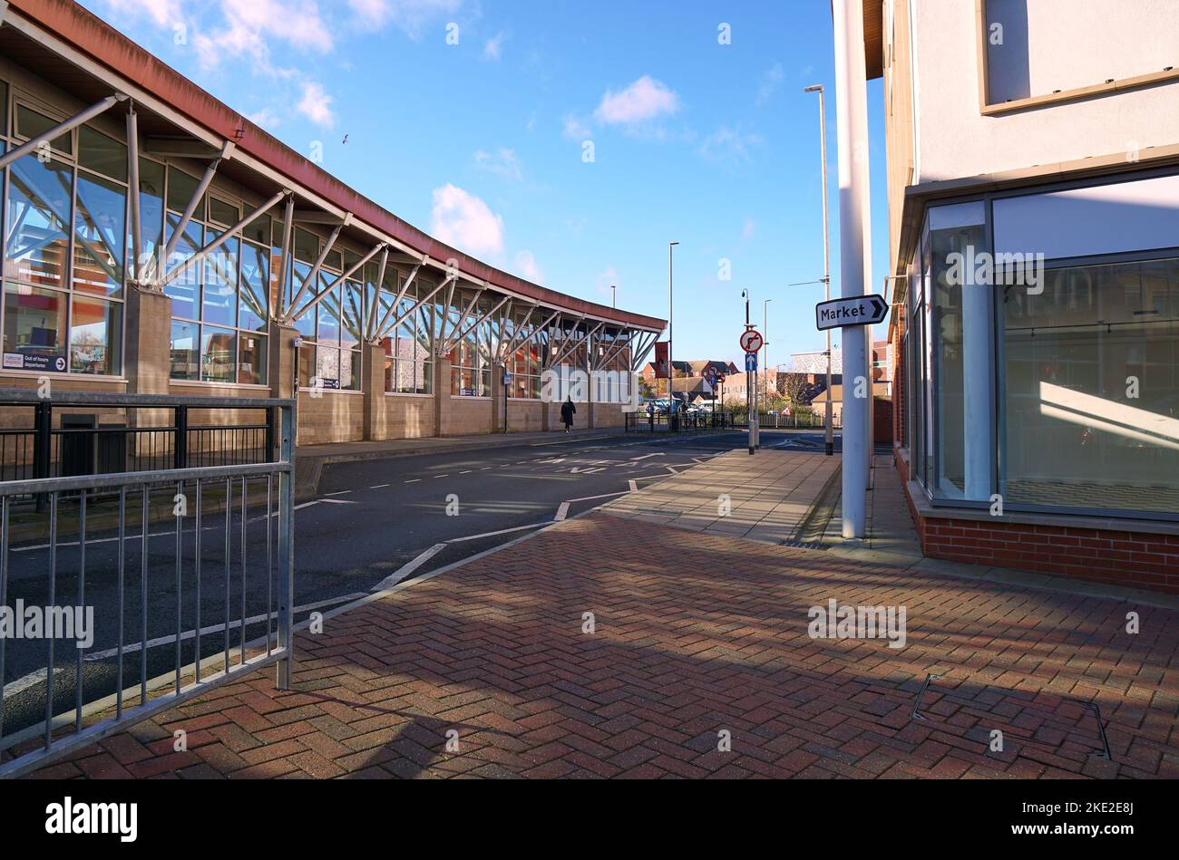 Modern glass bus station in Mansfield, Nottinghmshire, UK Stock Photo ...