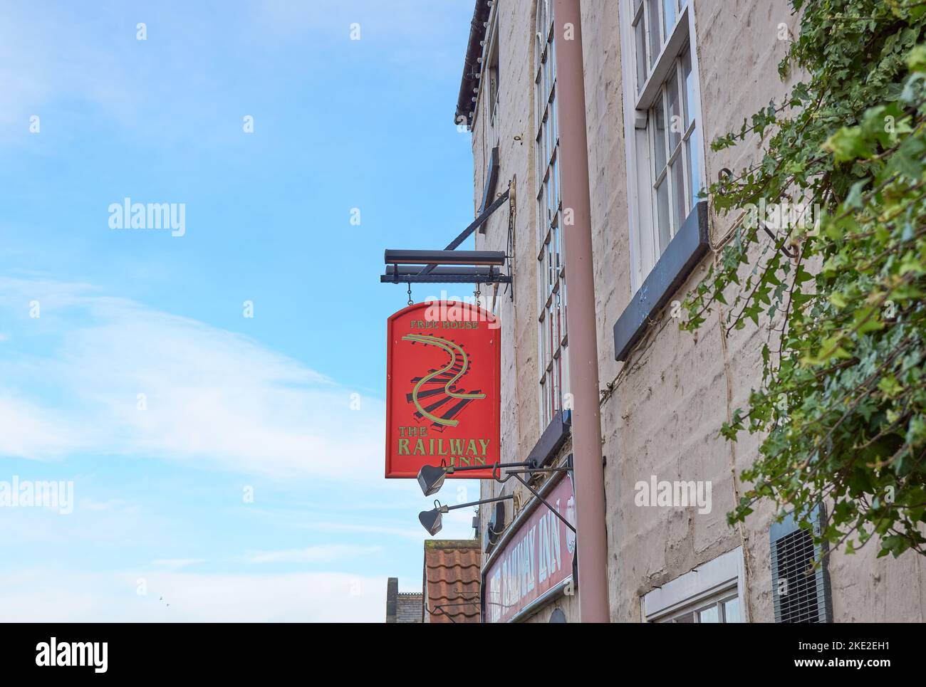 Red pub sign in Mansfield, Nottinghamshire, UK Stock Photo - Alamy