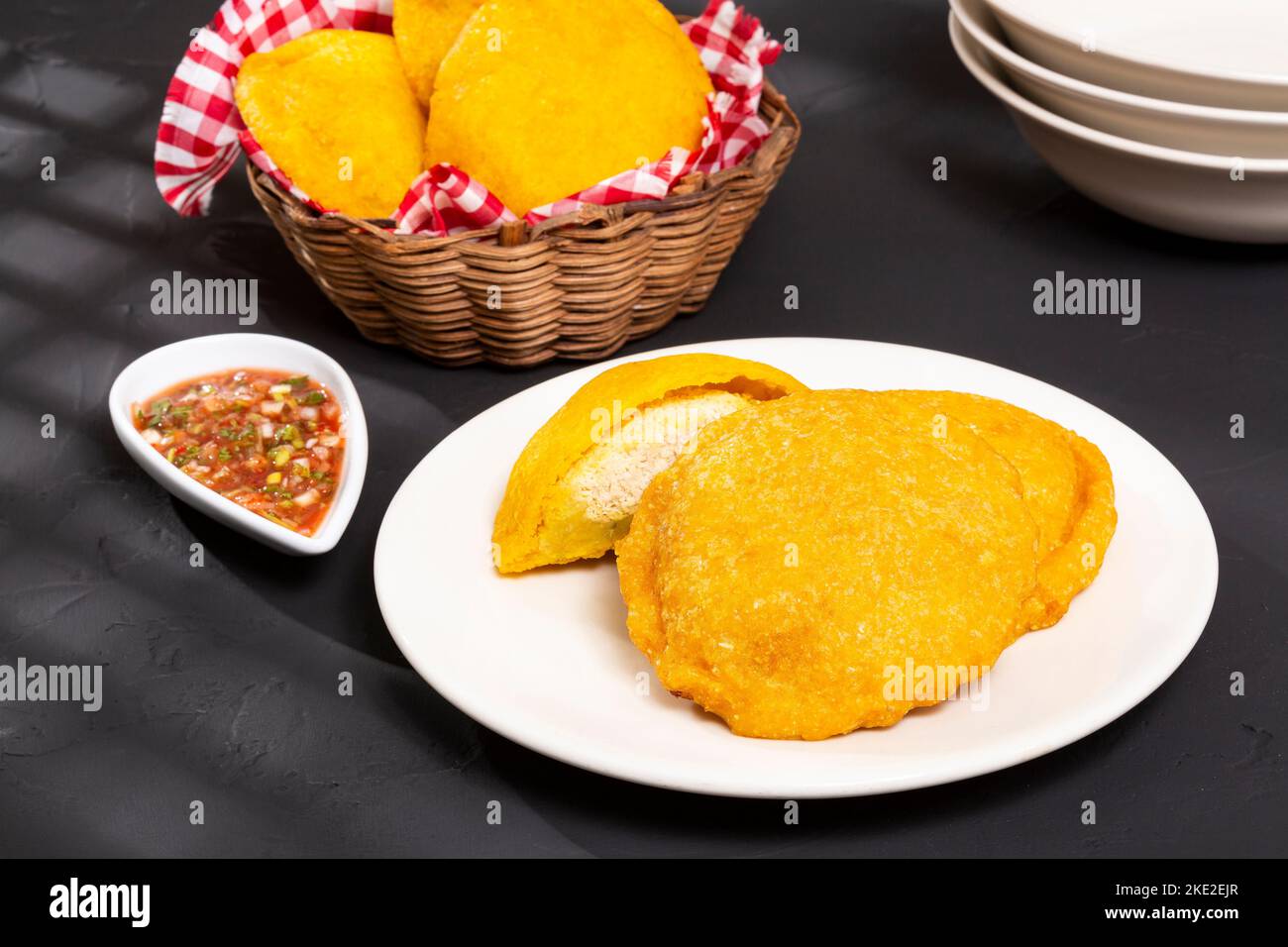 Tasty Fried Cakes Filled With Chicken - Traditional Colombian Cuisine ...