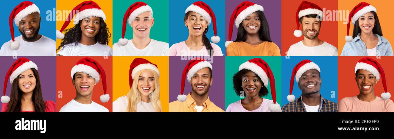 Multicultural group of happy people having New Year party Stock Photo ...