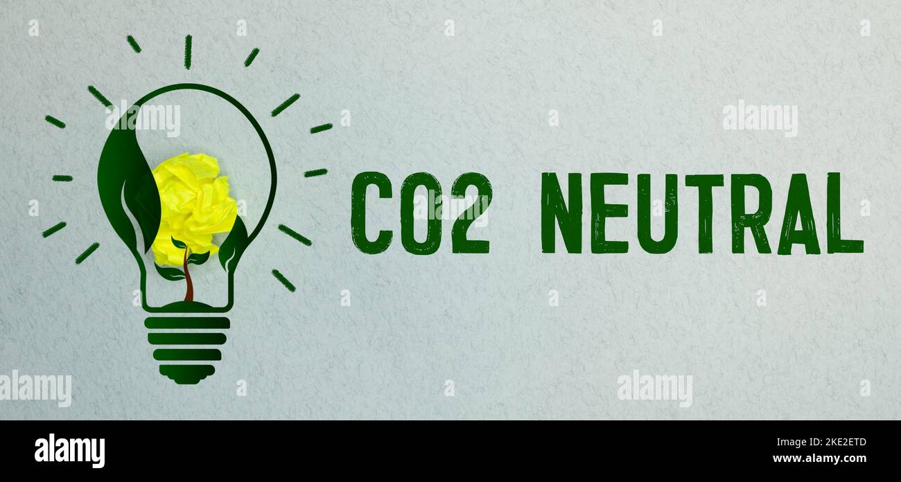 Label with text: CO2 Neutral Stock Photo - Alamy