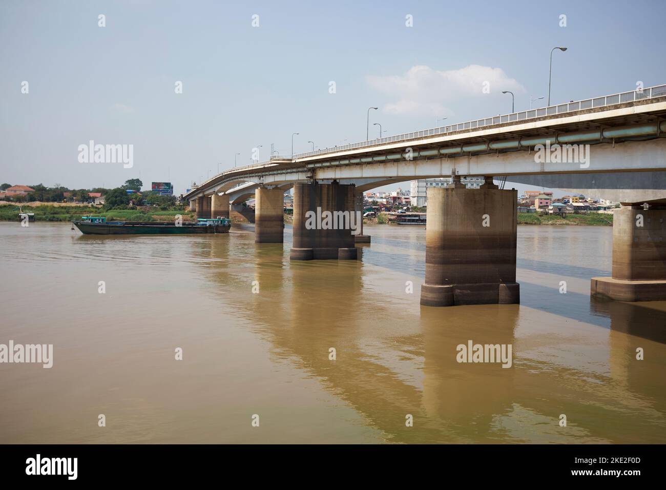 Chrong Changvar Bridge Tonle Sap River Phnom Penh Cambodia Stock Photo ...